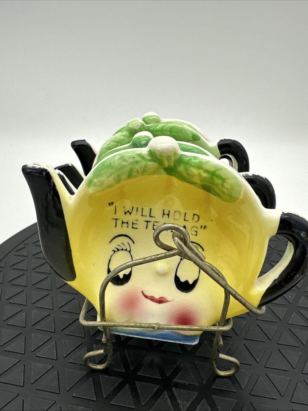 4 Vintage Tidy Tea Bag Holder Ceramic Set Napco Teapot Fruit Shape Hat ...