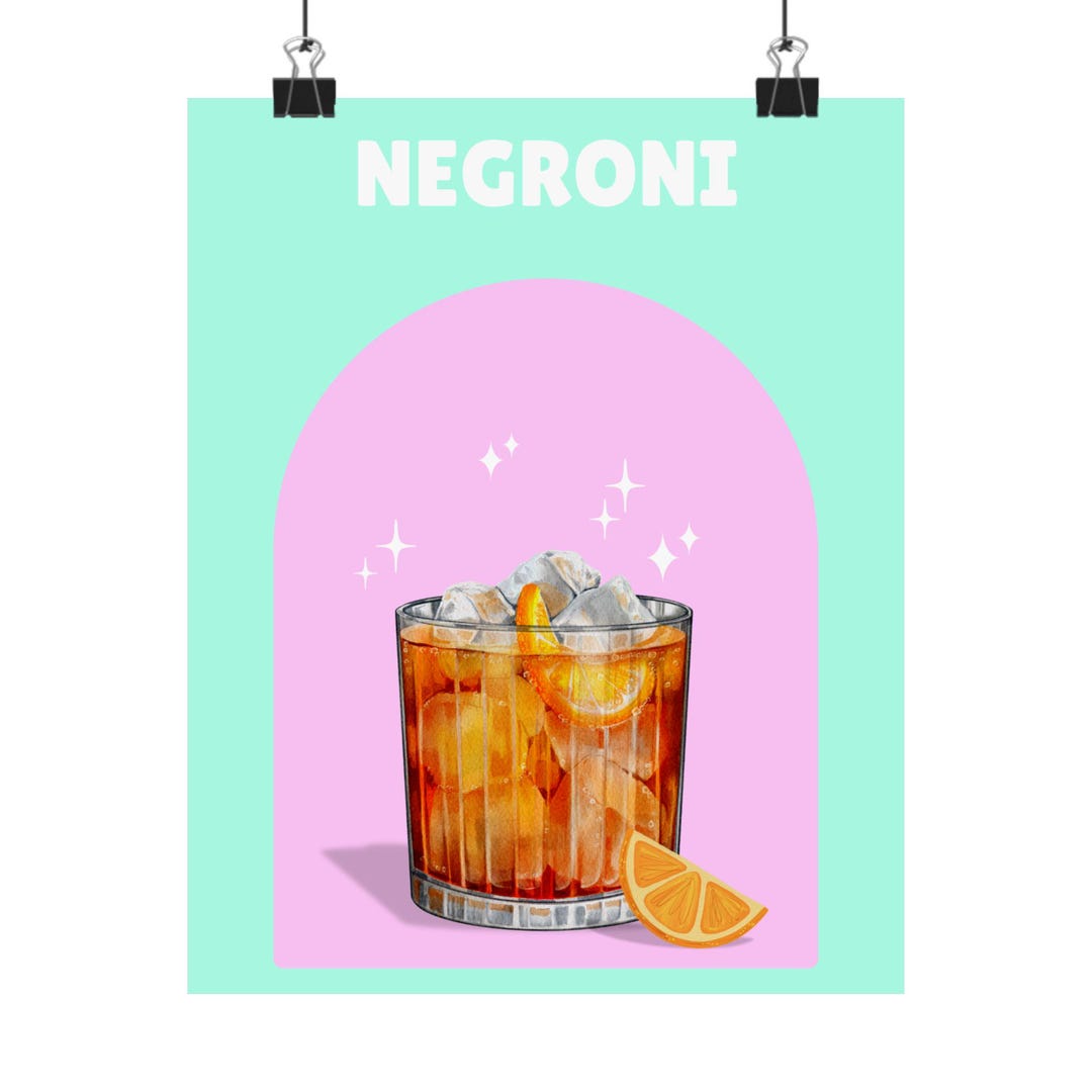 Negroni Vertical Poster | Summer Wall Art | Cocktail Decor | Home Bar ...