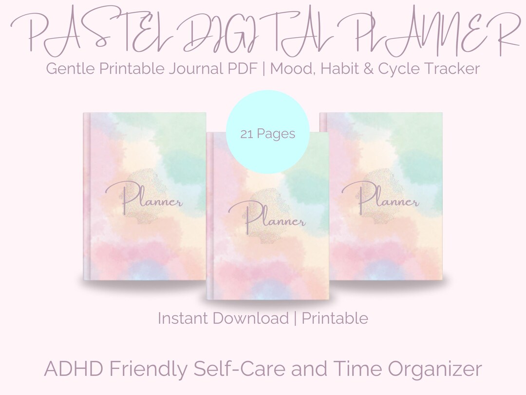 Pastel Digital Planner | Gentle Printable Journal PDF | Mood, Habit ...