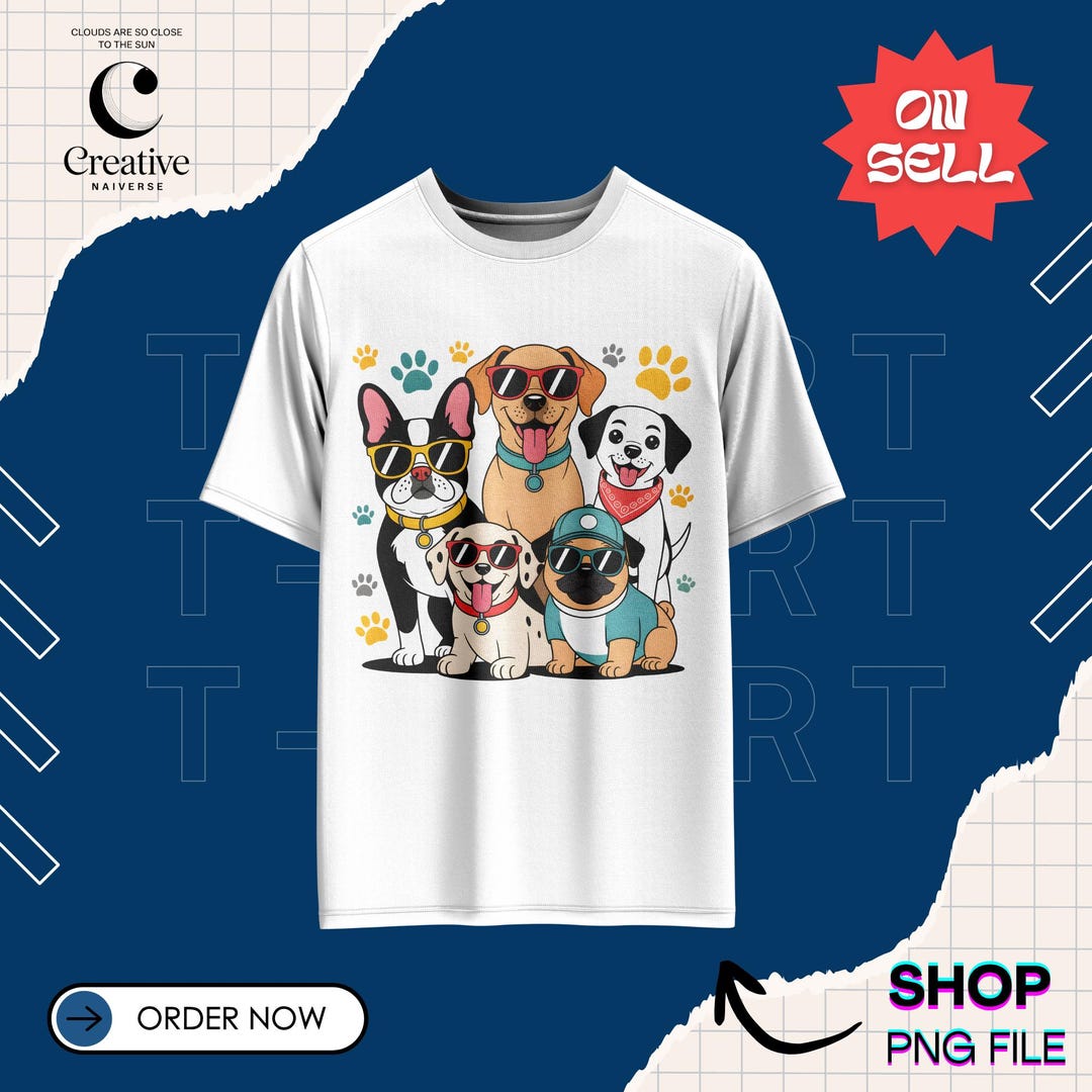 Funny Dog Squad PNG: Cartoon Clipart for T-shirts & Stickers (digital ...