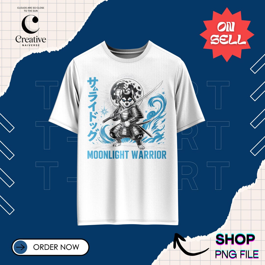 Samurai Husky PNG Clipart: Moonlight Warrior Dog Graphic (digital ...
