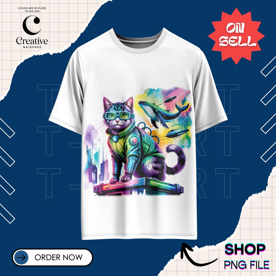 Cyberpunk Cat PNG | Futuristic Space Cat Clipart | Sci-fi Neon Cat Art ...
