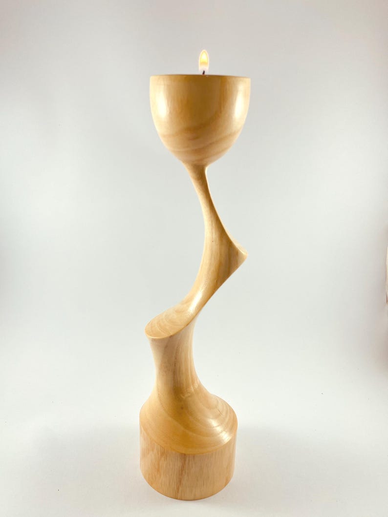 Handturned Ash Wood Candle Holder: Modern Sculptural Home Decor - Etsy