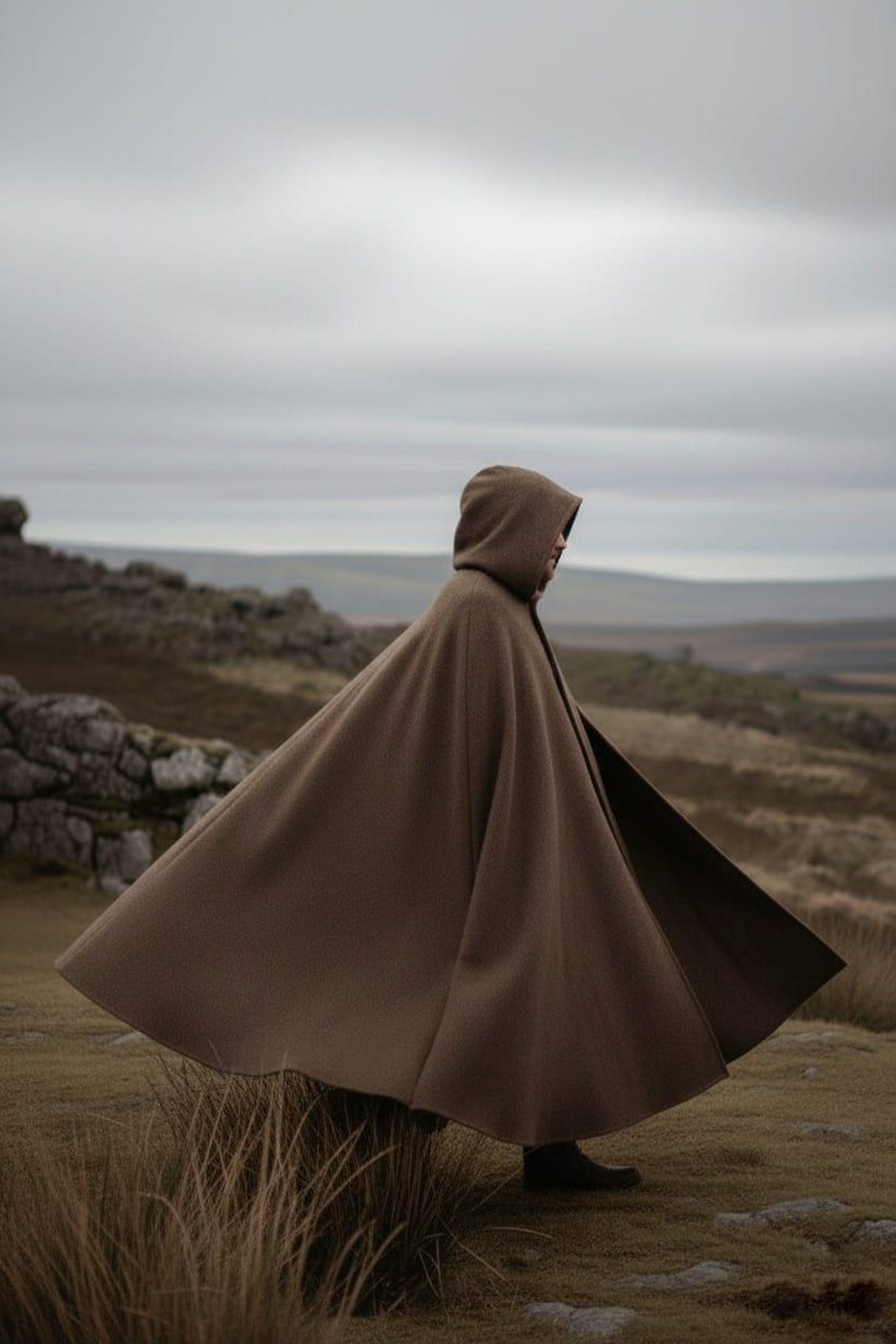 Handmade Hooded Wool Cloak for Men | Medieval Brown Cloak Cape | Viking ...