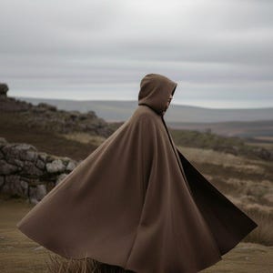 Handmade Hooded Wool Cloak for Men | Medieval Brown Cloak Cape | Viking ...