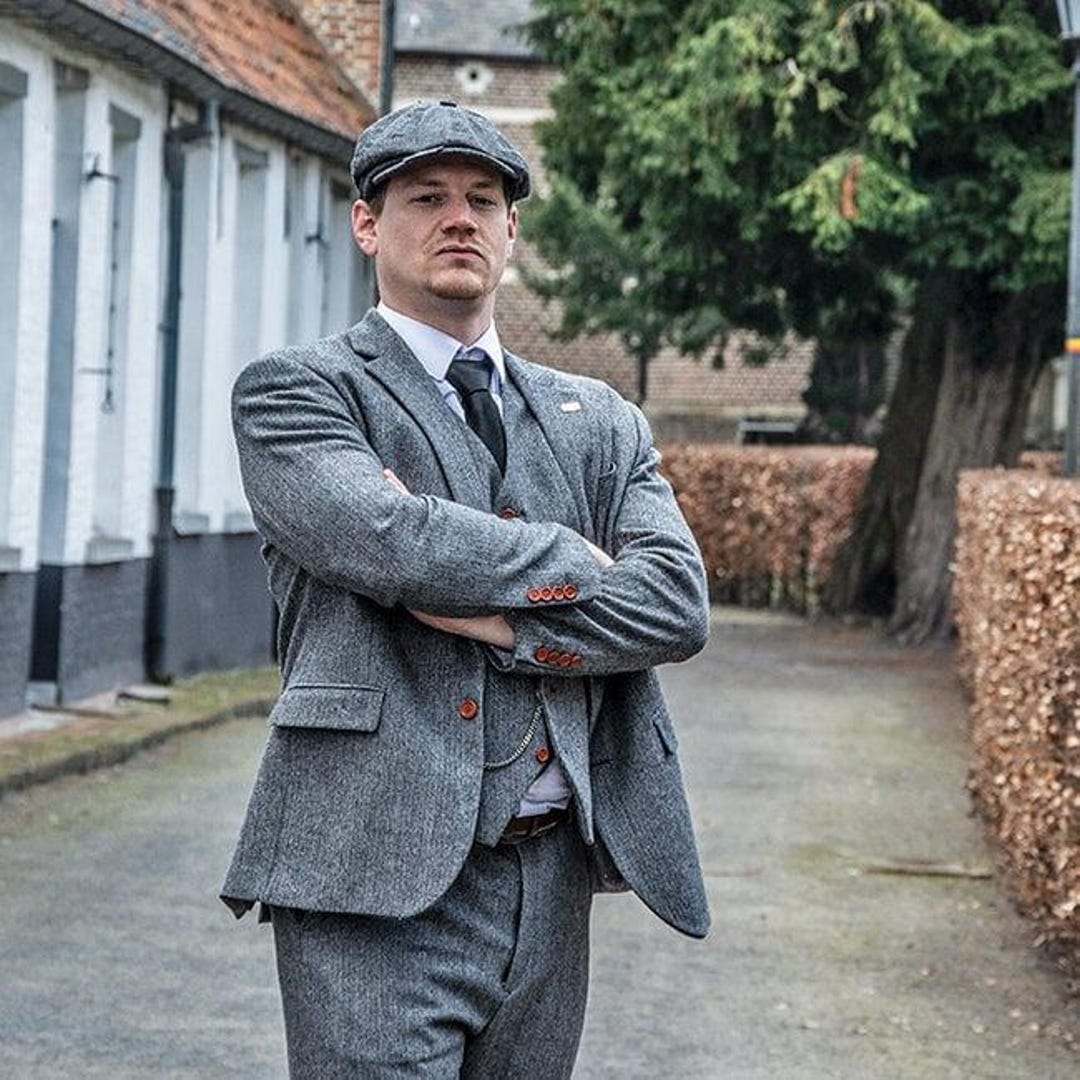 Men's Tailored Suit | 3-piece Suit | Grey Herringbone | Thomas Shelby ...