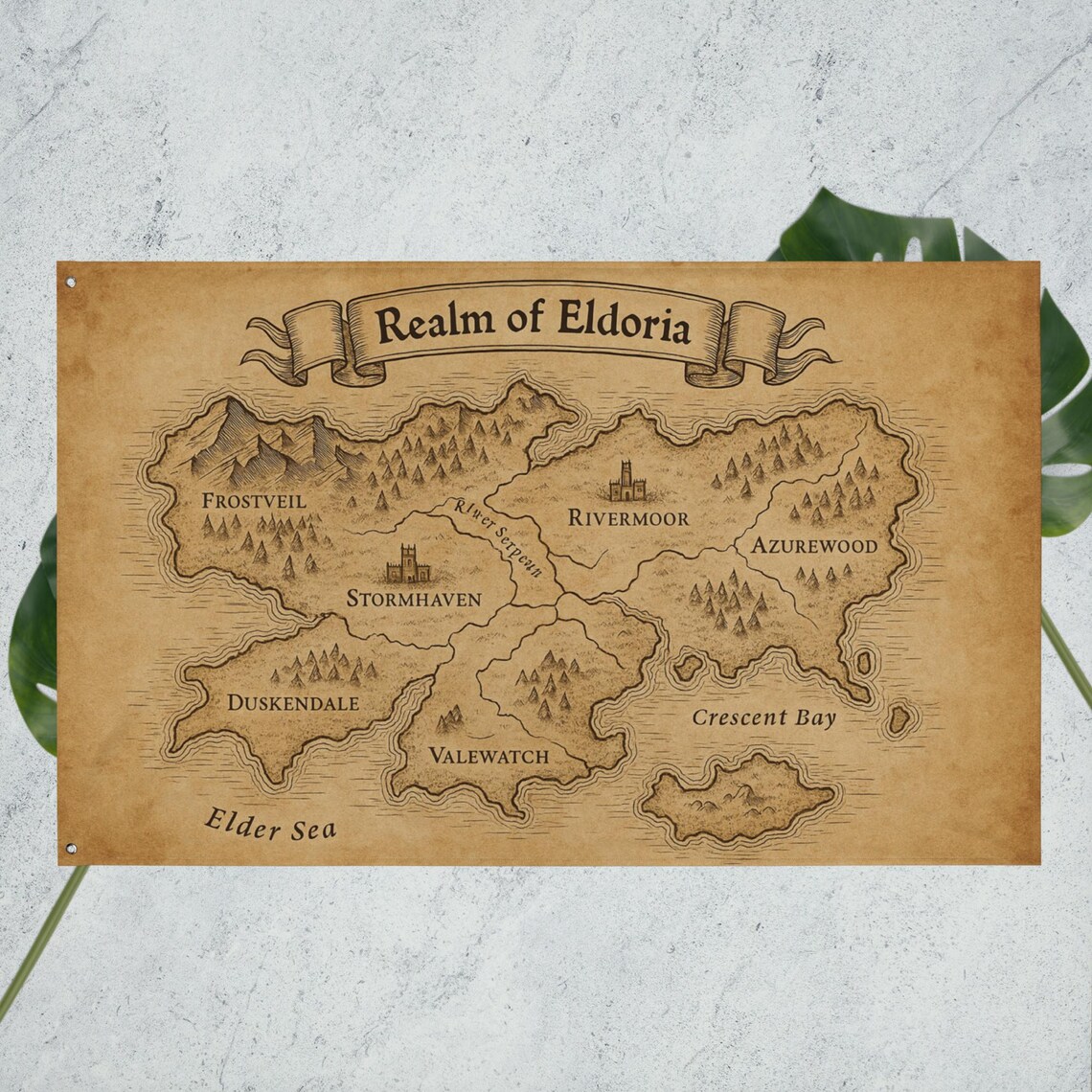 Fantasy Kingdom Map Flag – Realm of Eldoria Wall Banner – RPG Gamer ...