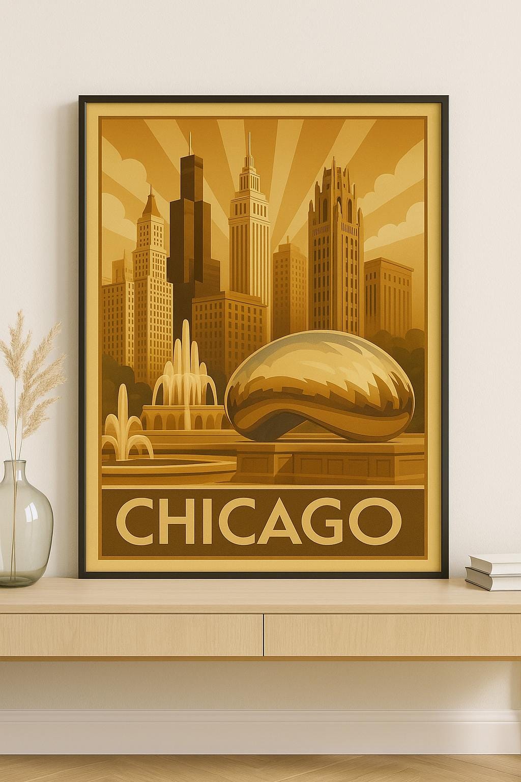 Chicago Deco Travel Prints Luxury Retro Digital Download Art - Etsy