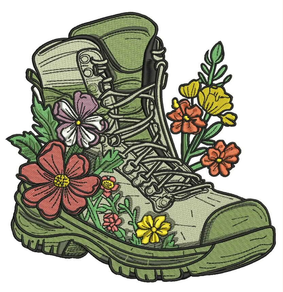 Floral Hiking Boot Design, Hiking Shoe, Flower Boot Design, Boot ...