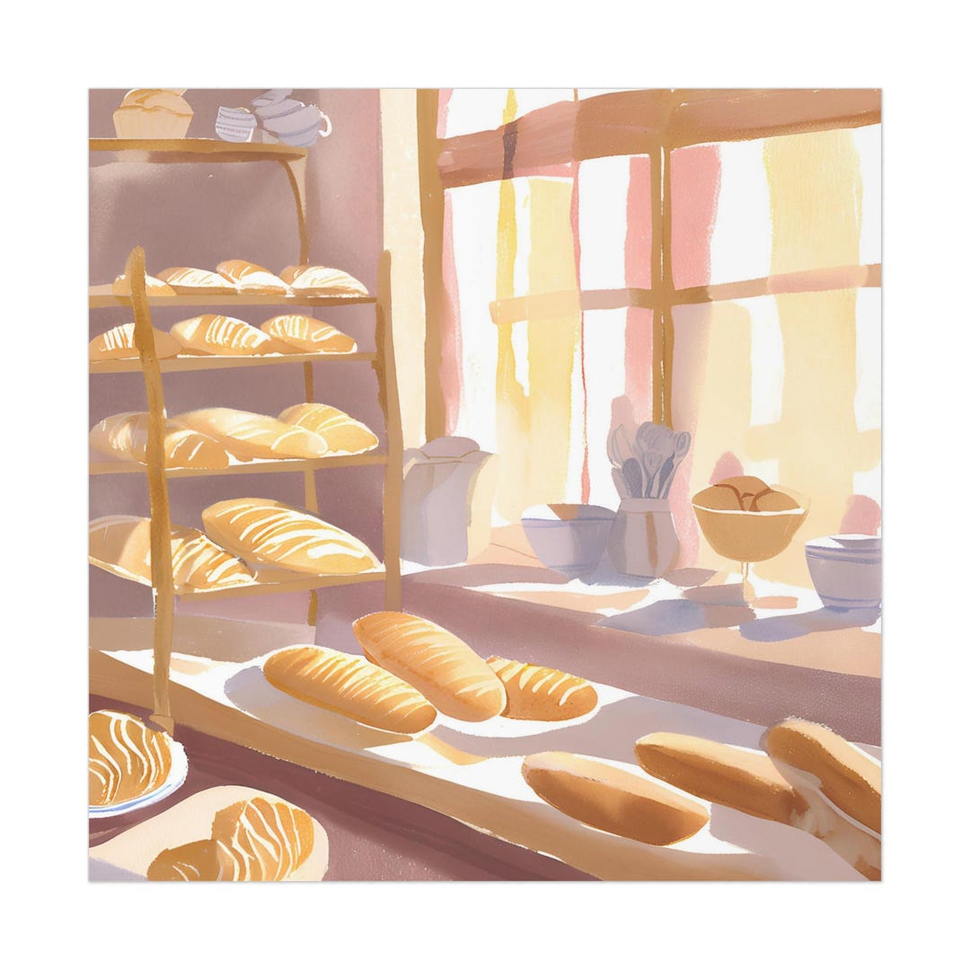 Watercolour French Bakery Poster Print, Kitchen Wall Art Decor ...