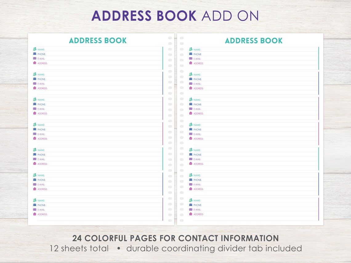 Planner Add-on : Address Book Pages | Etsy