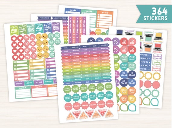 Block Text Student Planner Stickers School Planner Stickers Set 4 ...