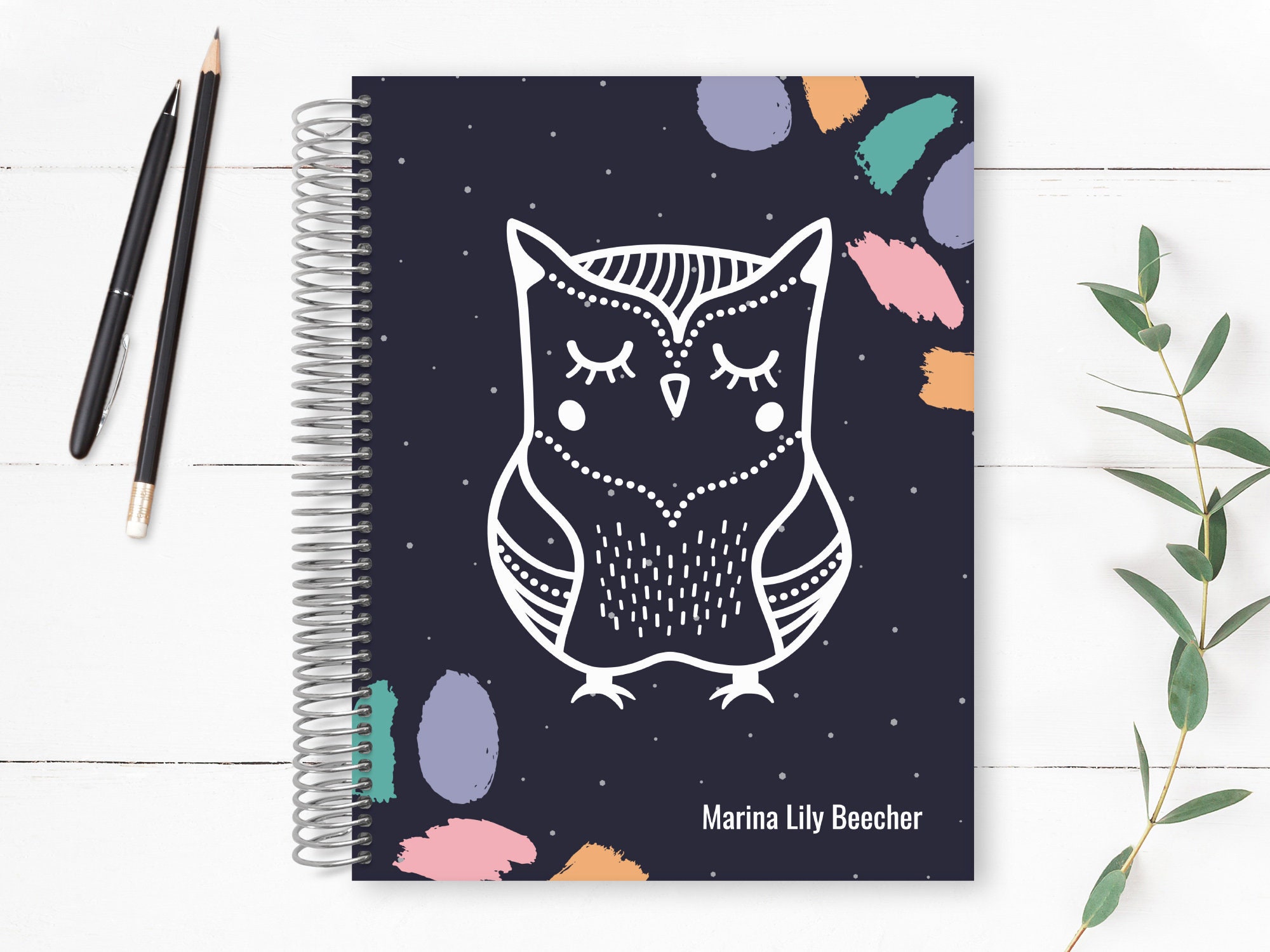 Paper & Party Supplies Parent Planner Brush Strokes Owl Weekly Family ...