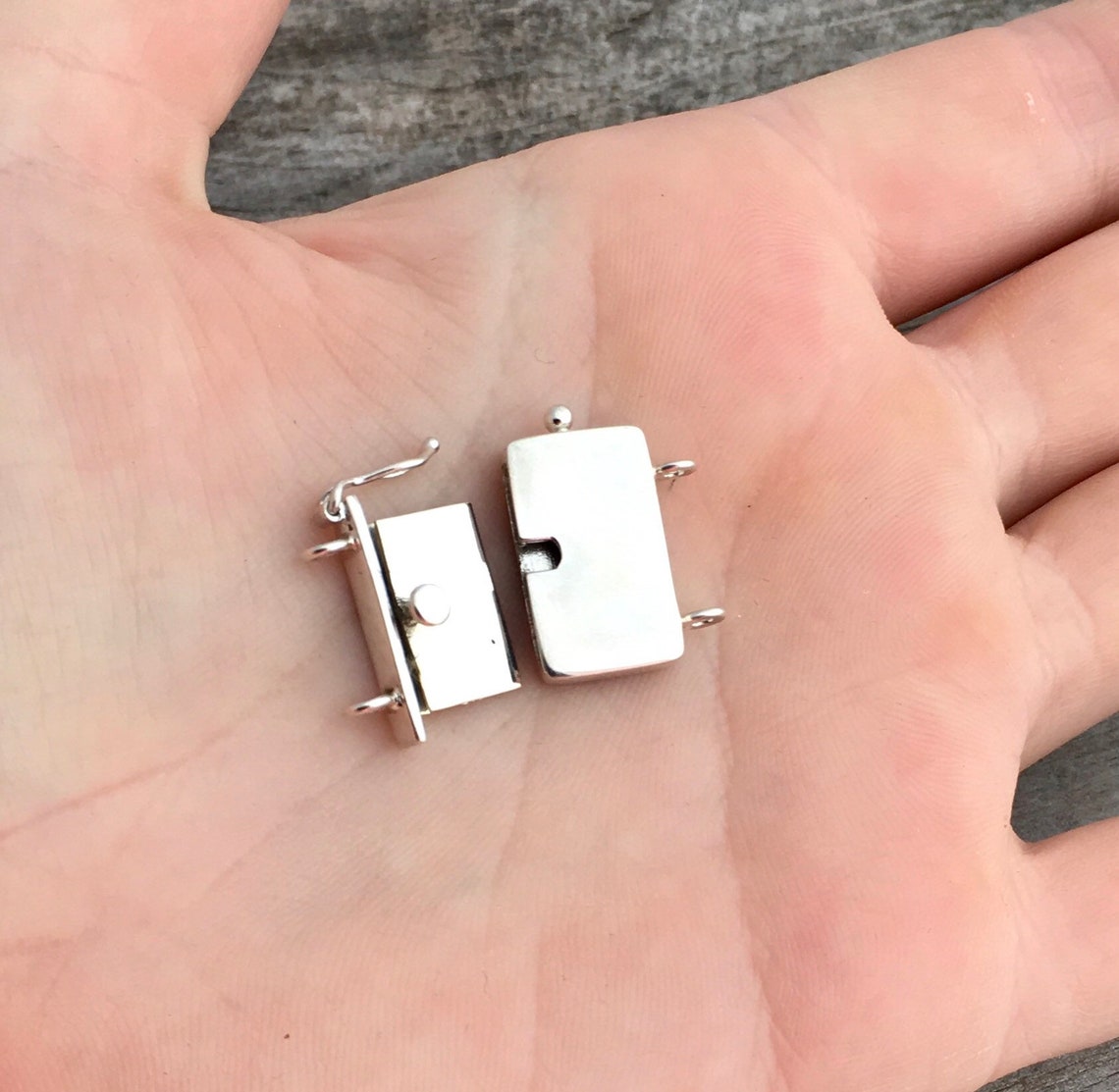 Sterling Silver Box Clasp Two Strands - Etsy