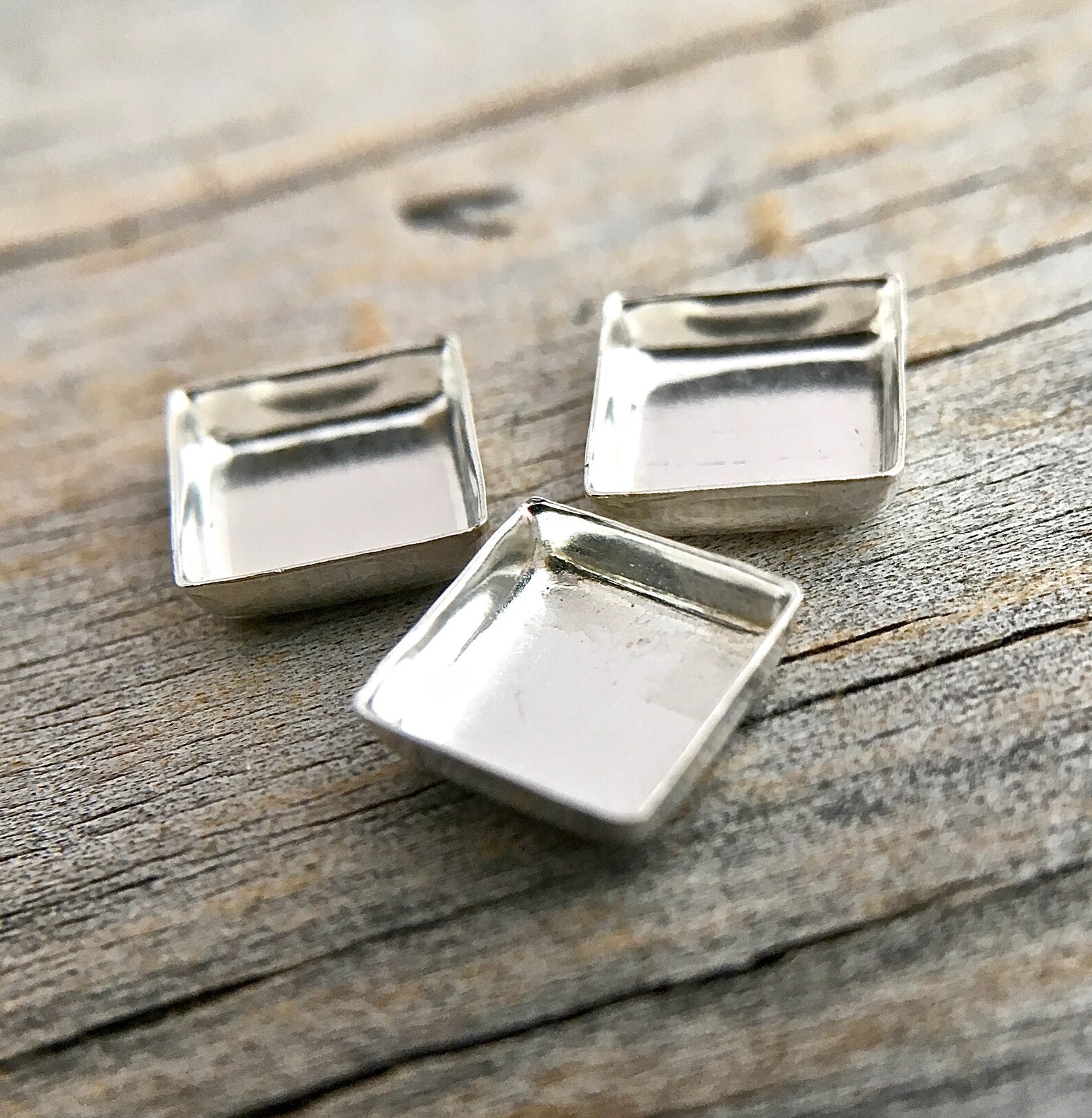 Sterling Silver Square Bezel Cups 28ga. Variety of Sizes - Etsy