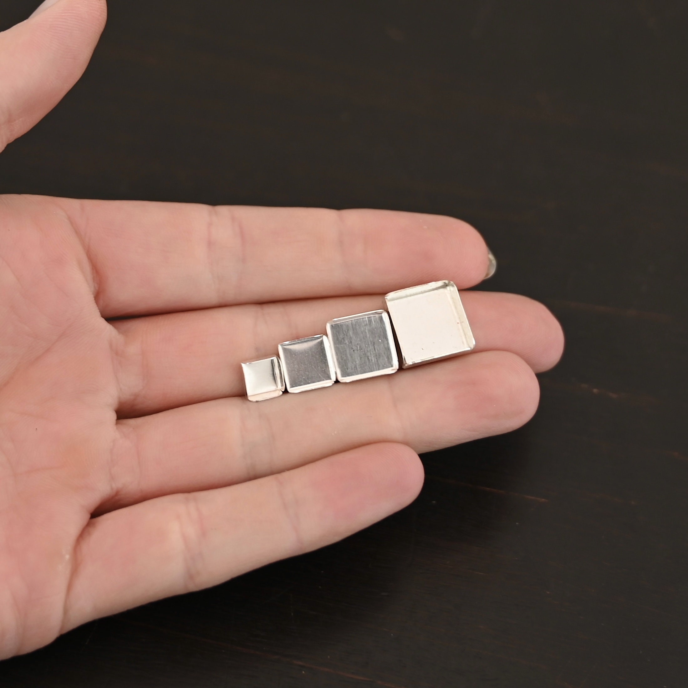 Sterling Silver Square Split Wall Bezel Cups - Etsy