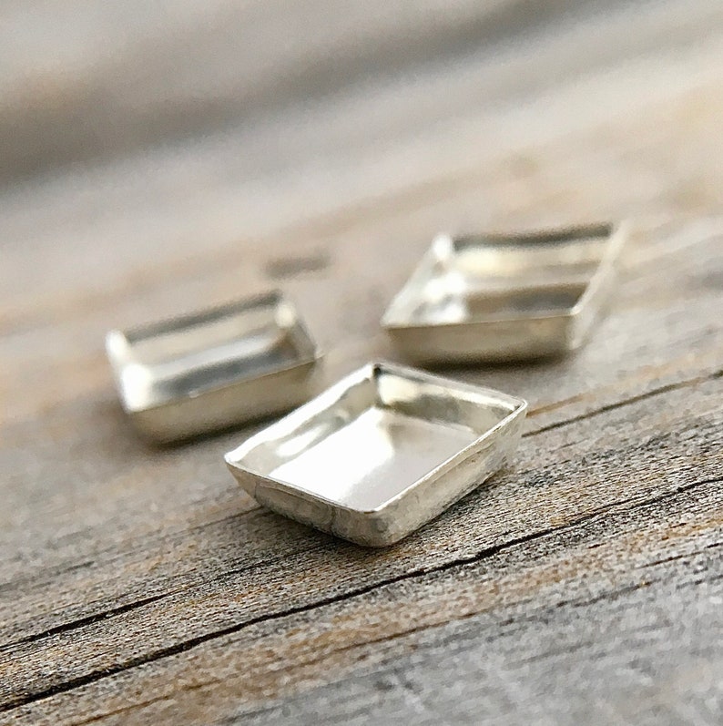 Sterling Silver Square Bezel Cups 28ga. Variety of Sizes - Etsy
