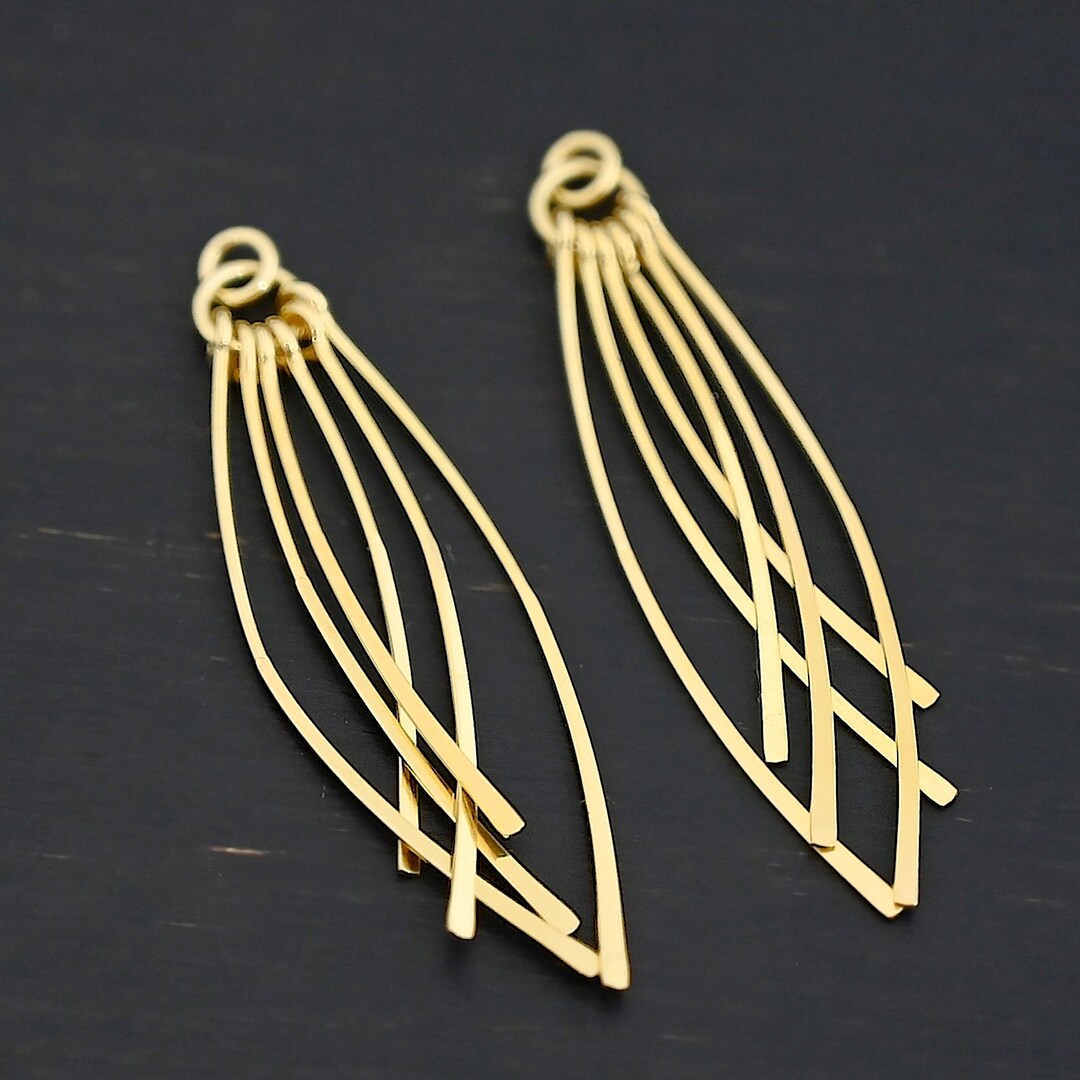Topanga - Gold Plated Curved Chandelier Earrings - Etsy