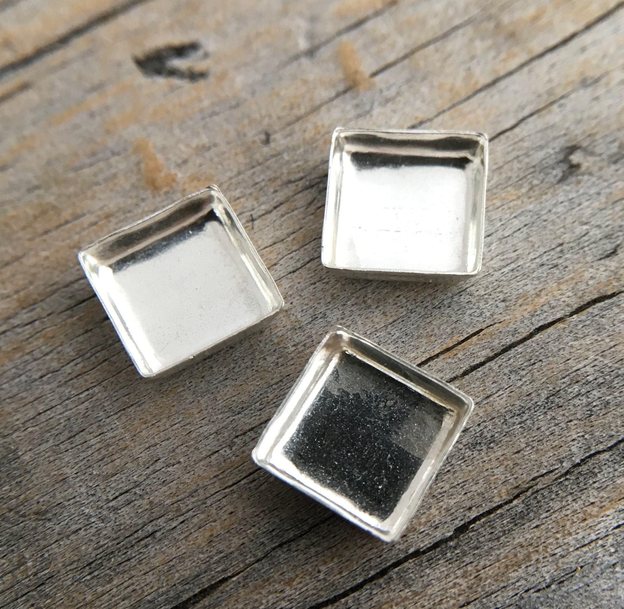 Sterling Silver Square Bezel Cups 28ga. Variety of Sizes - Etsy