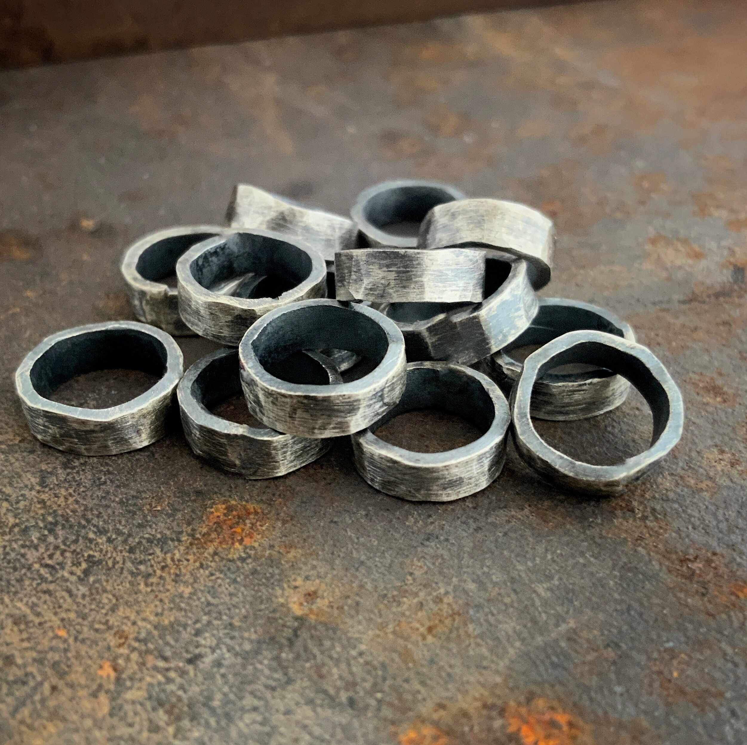 Sterling Silver Wide Hammered Rustic Jump Ring - Etsy