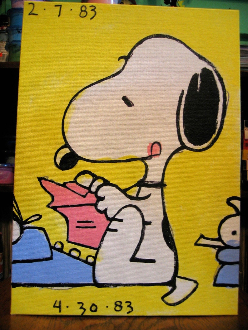 Snoopy Typing Painting From the 60s - Etsy