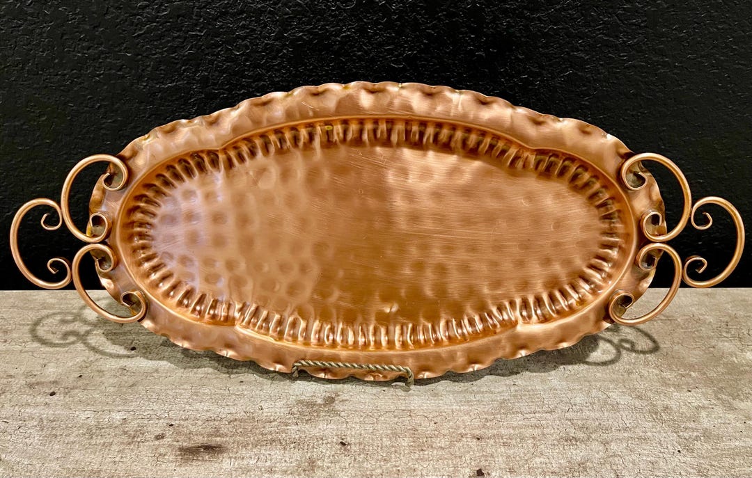 Gregorian Copper Serving Tray, Vintage Hand-hammered Copper Art ...