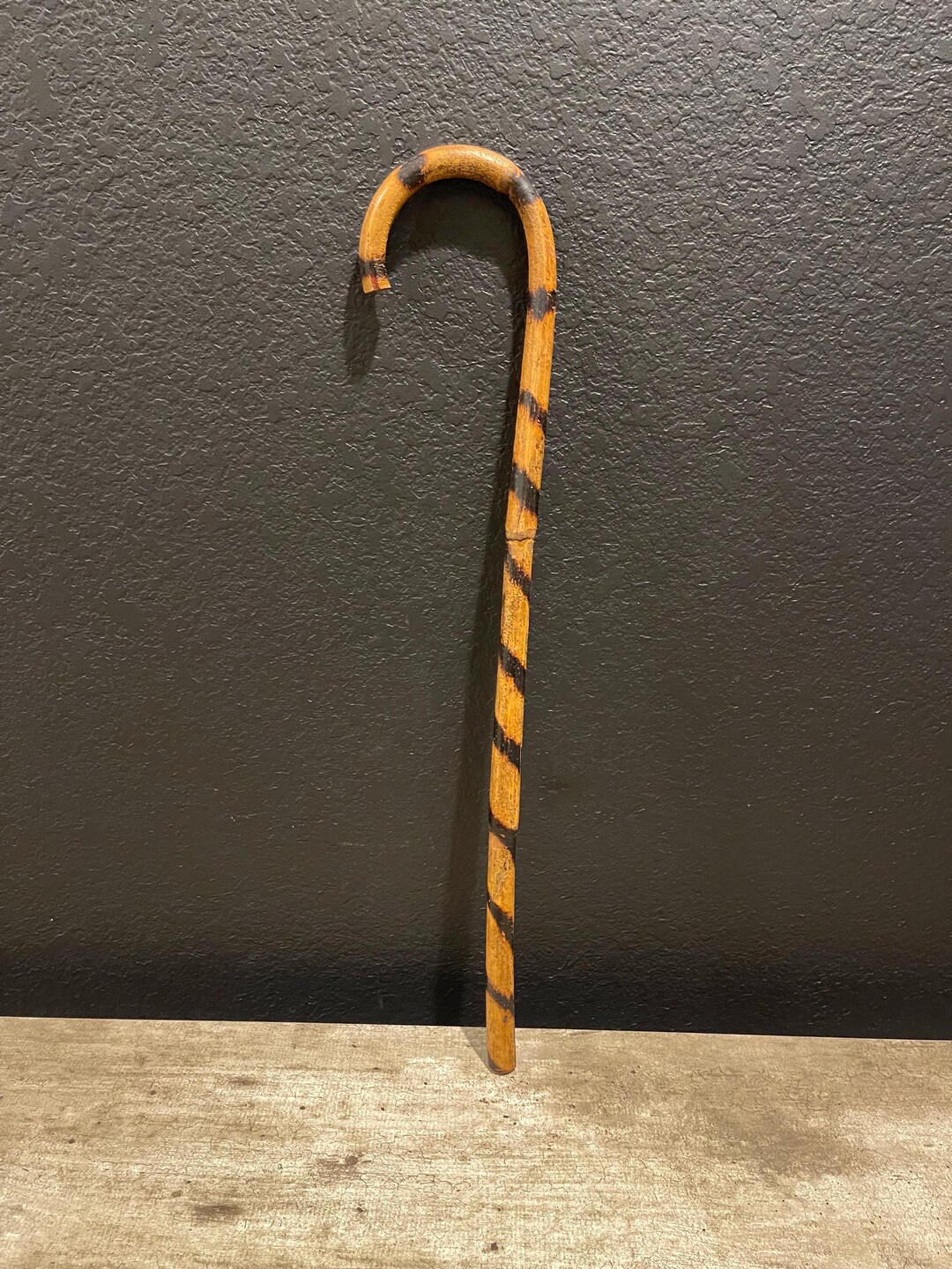 Vintage Burnt Bamboo Walking Cane With Crook Handle/26"h - Etsy