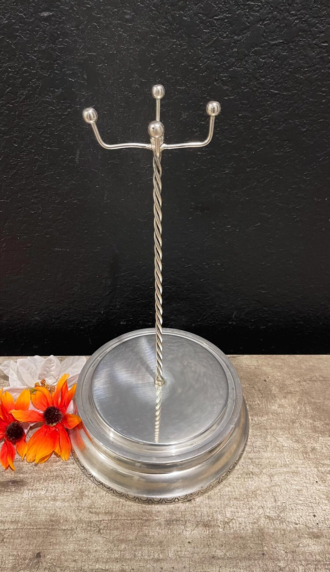 Pottery Barn Silver Plated Vintage Jewelry Display Stand Cloche