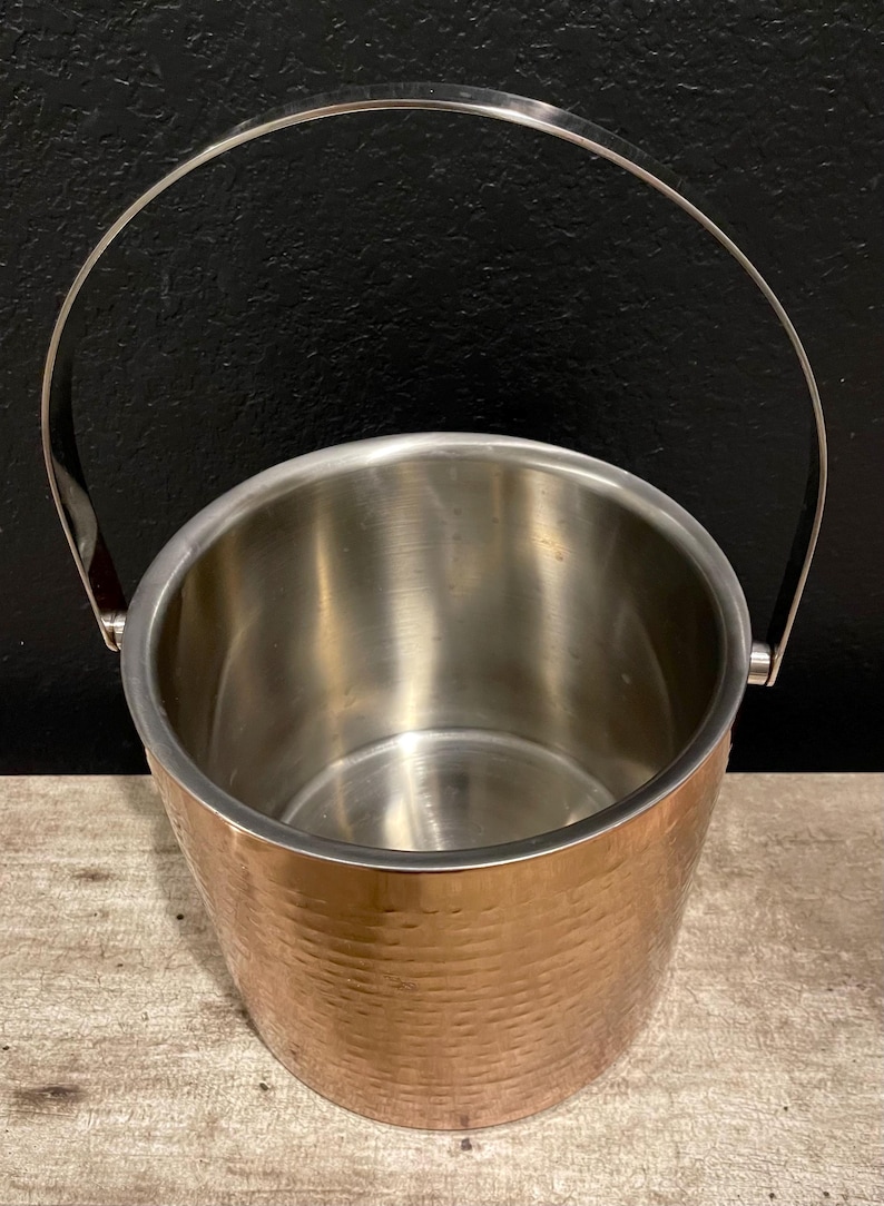 Vintage Hammered Cooper Champagne Bucket With Ice Scooper: Polished ...