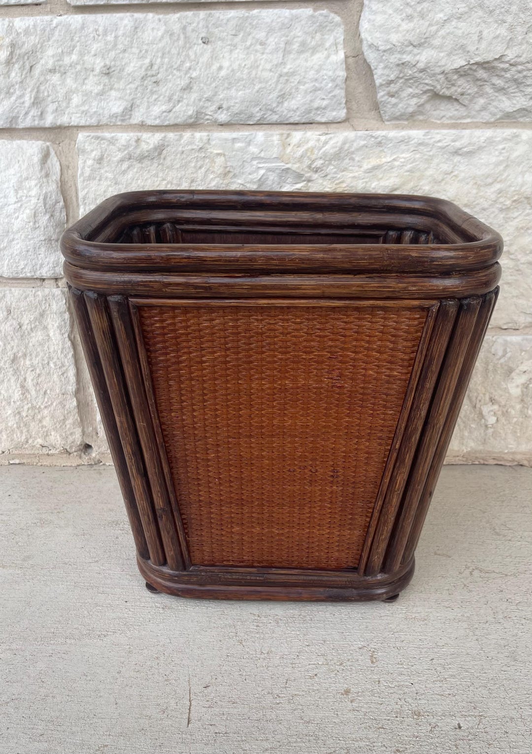 Vintage Rare French Country Style Rattan Woven Wood Basket/selamat ...