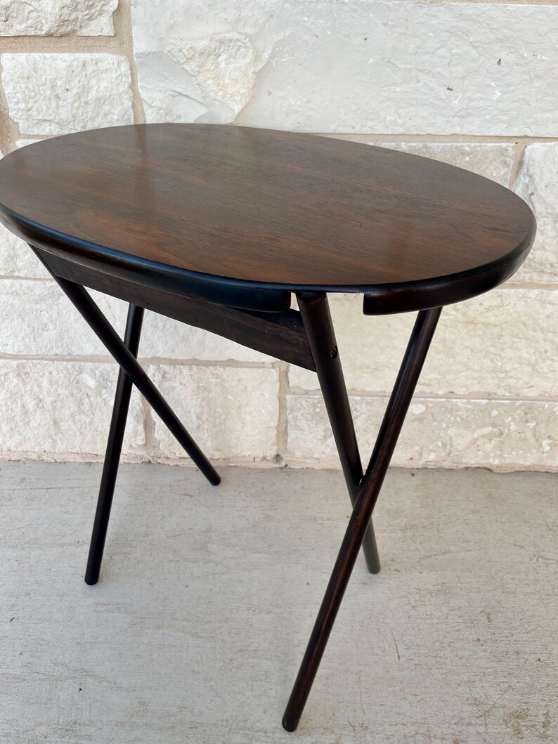 Vintage Oval Grained Wooden Folding TV Tray Table/light·weight End Side ...