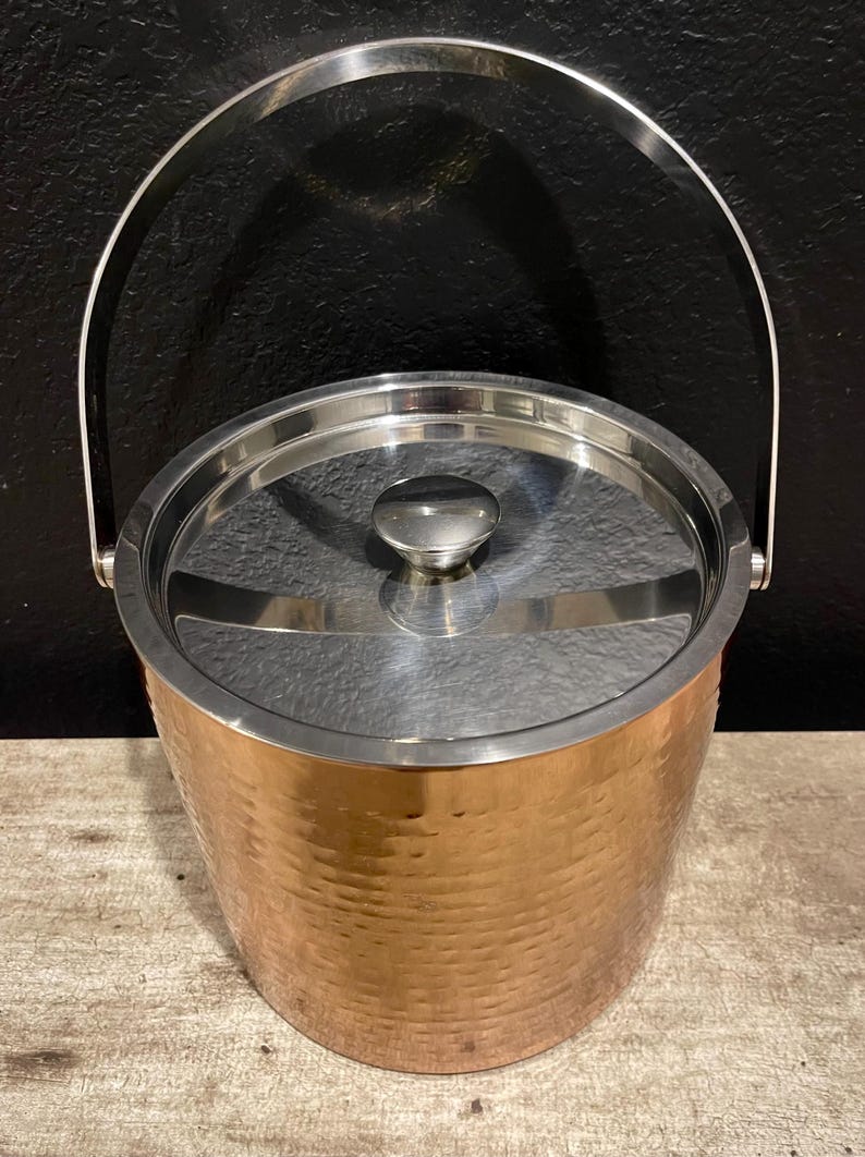Vintage Hammered Cooper Champagne Bucket With Ice Scooper: Polished ...