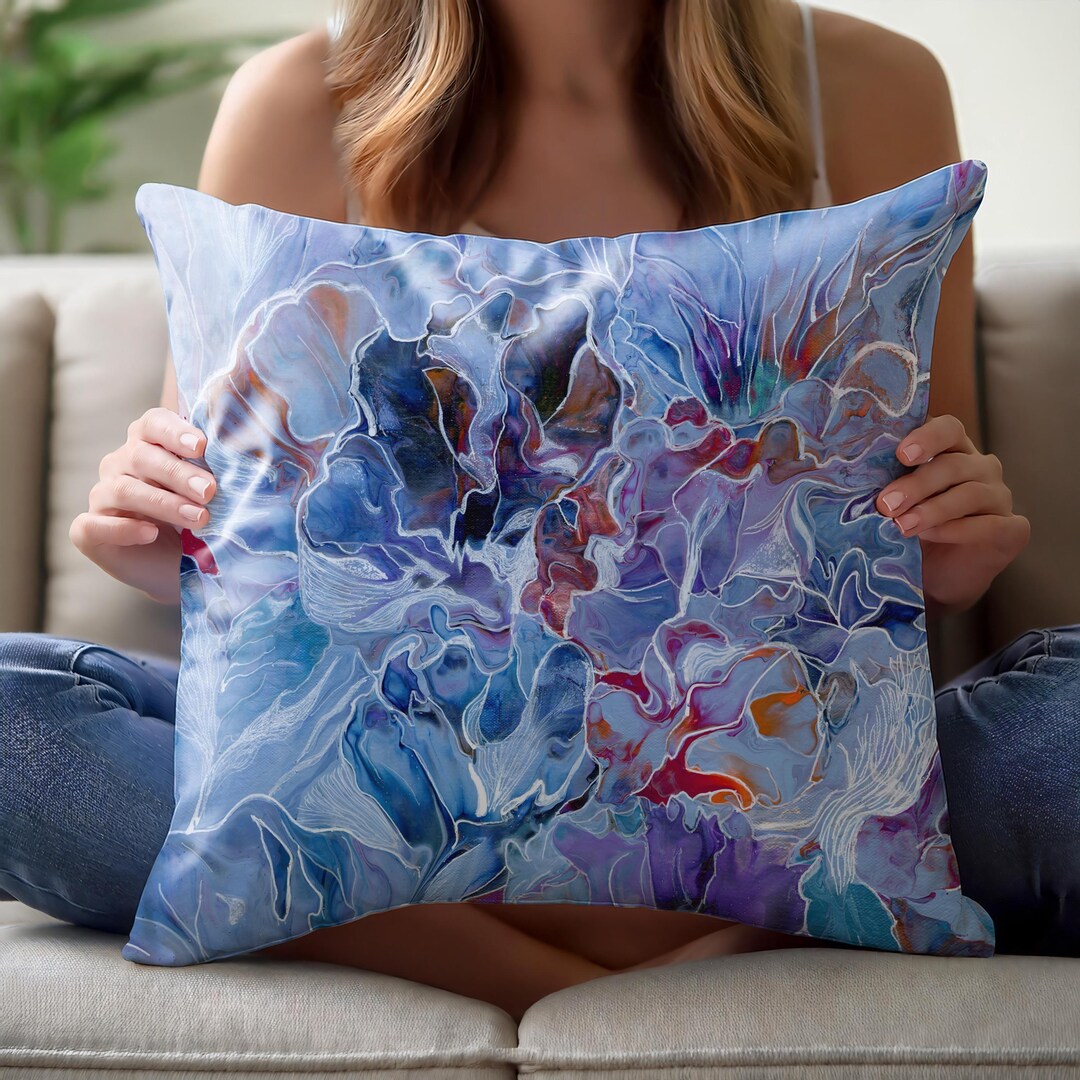 Square Sofa Pillow Floral Living Room Decor Throw Pillow Handmade ...