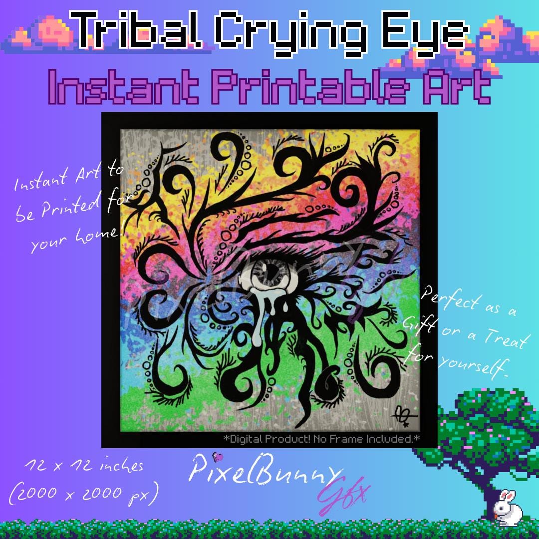 Tribal Crying Eye - Instant Printable Art - 12 X 12 Inches (2000 X 2000 ...