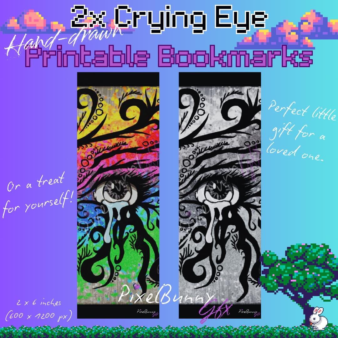 Crying Eye Bookmarks: Anime Art, Printable PDF (2x6 In, 2 Pack) - Etsy