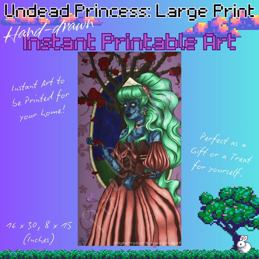 Undead Princess Art Print: Spooky Elegant Woman (digital Download ...
