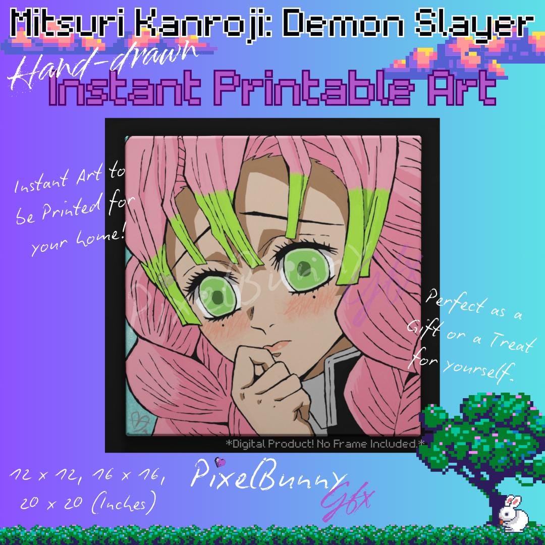 Demon Slayer Character - Instant Printable Art - 12 X 12", 16 X 16", 20 ...