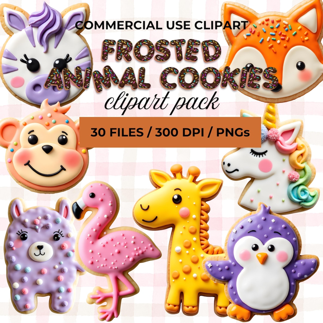 Frosted Animal Cookies Clipart | PNG Graphics (digital Download - Etsy