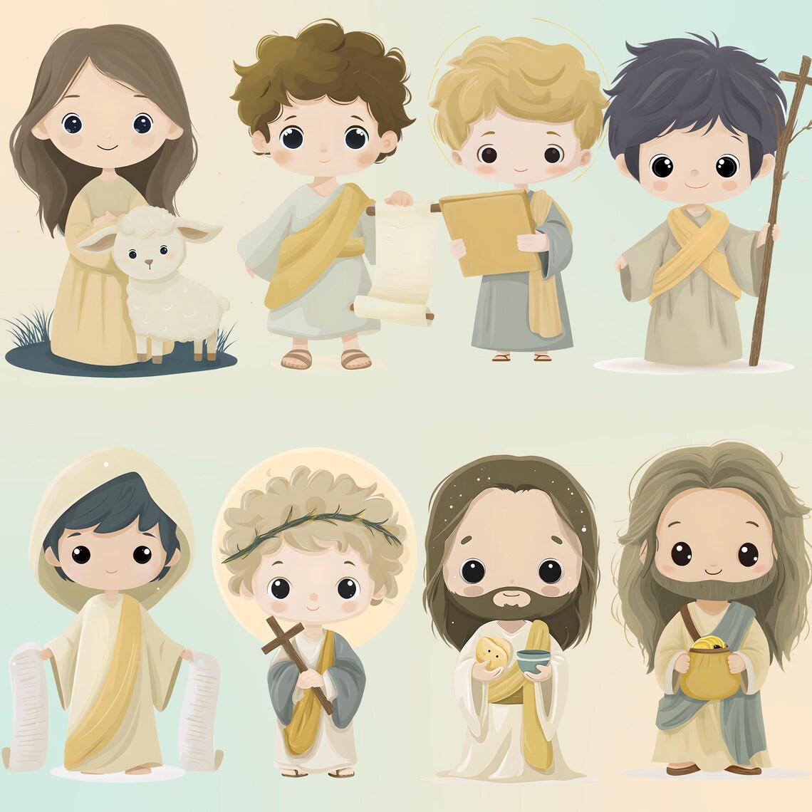 Kawaii Bible Clipart: New Testament Characters (digital Download) - Etsy