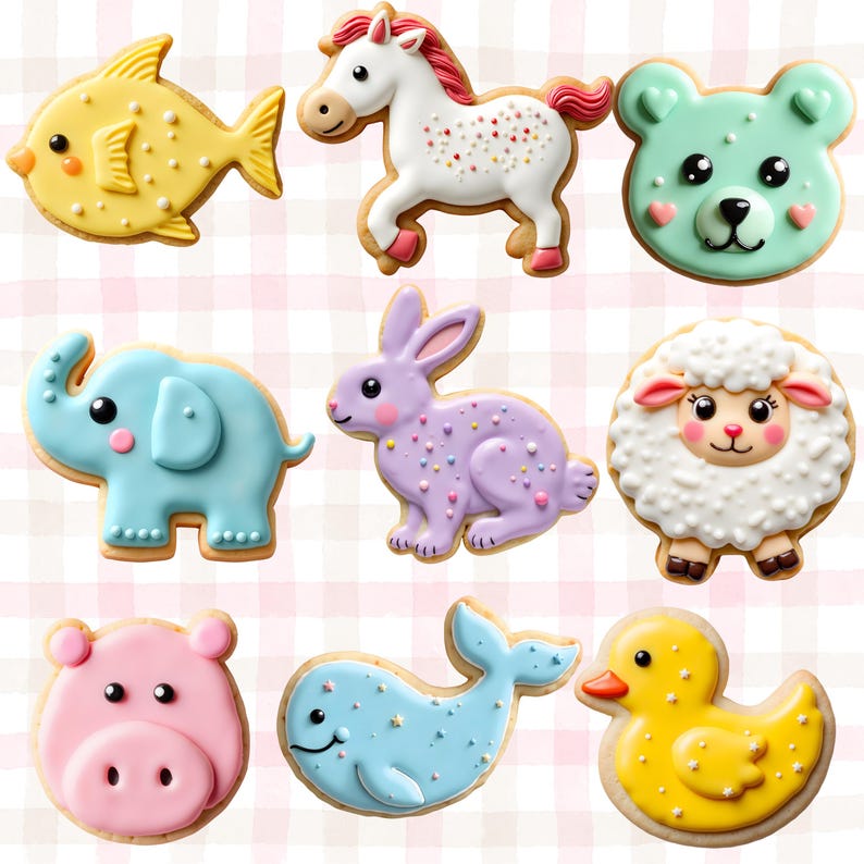 Frosted Animal Cookies Clipart | PNG Graphics (digital Download - Etsy