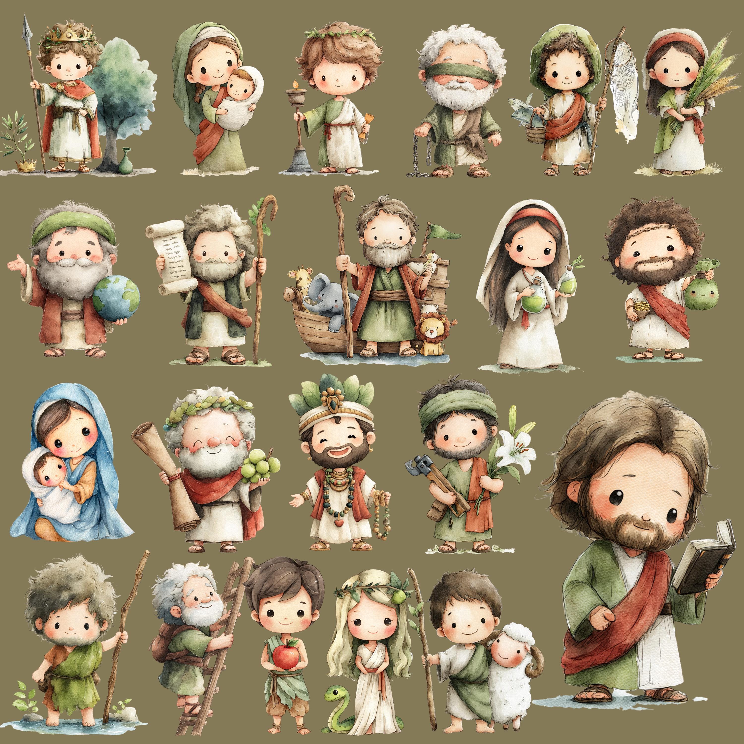 Kawaii Bible Characters Clipart | Christian PNG Graphics (digital ...