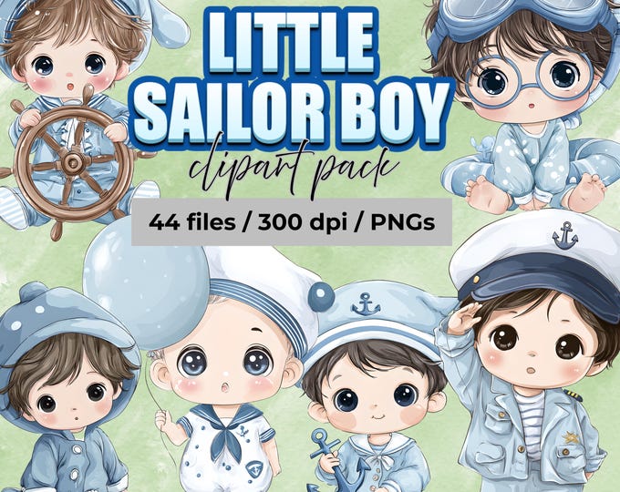 Nautical Clipart - Clip Art and Digital Paper Set - Baby Sailor ...