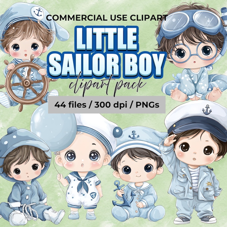 Watercolor Sailor Boy Clipart: Nautical Nursery Art (digital Download ...