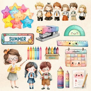 Kawaii School Clipart Bundle: Pastel Back to School PNG Stickers ...