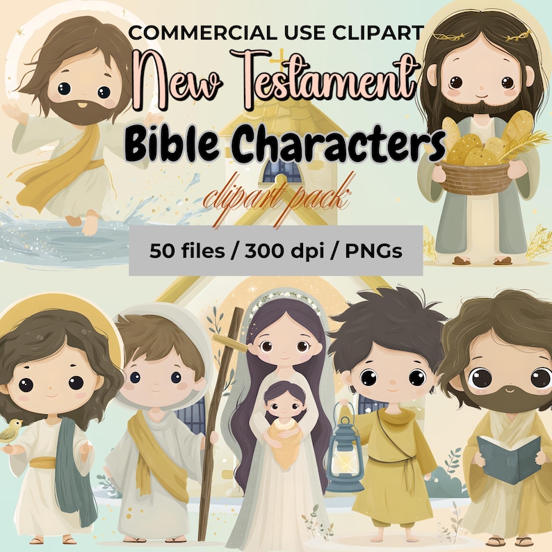 Kawaii Bible Clipart: New Testament Characters (digital Download) - Etsy