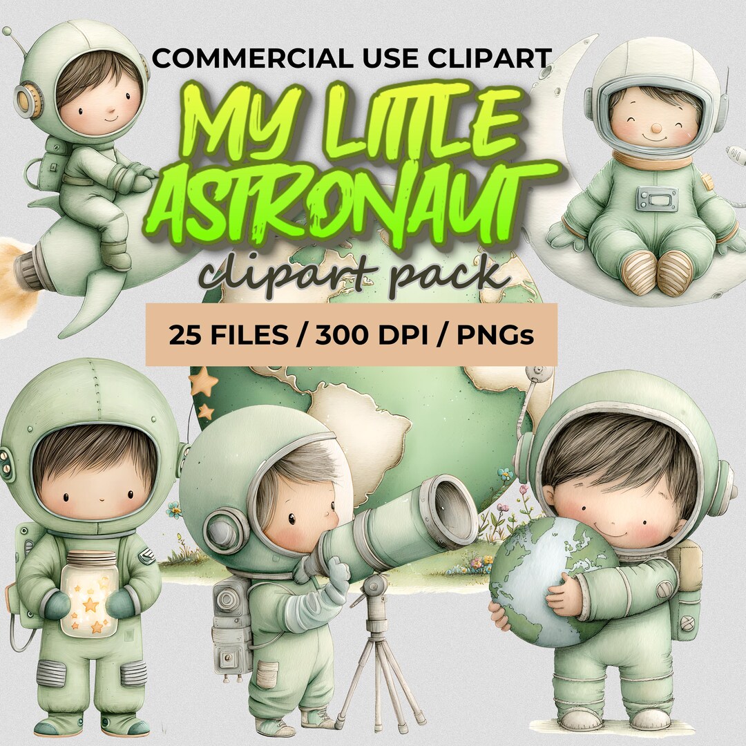 My Little Astronaut Clipart | Pastel Space Theme | Baby Astronaut ...