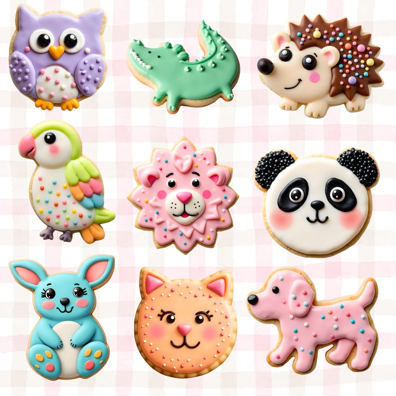 Frosted Animal Cookies Clipart | PNG Graphics (digital Download - Etsy