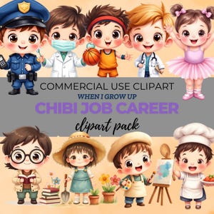 When I Grow up Chibi Job Clipart – Cute Career Kids PNG, Digital ...