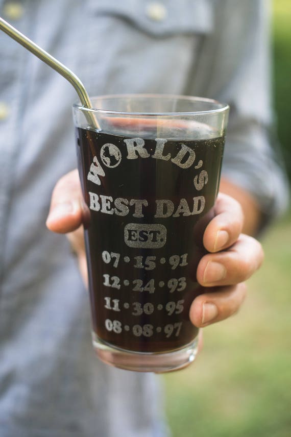 Worlds Best Dad Engraved Pint Glass Personalized Fathers Day - Etsy