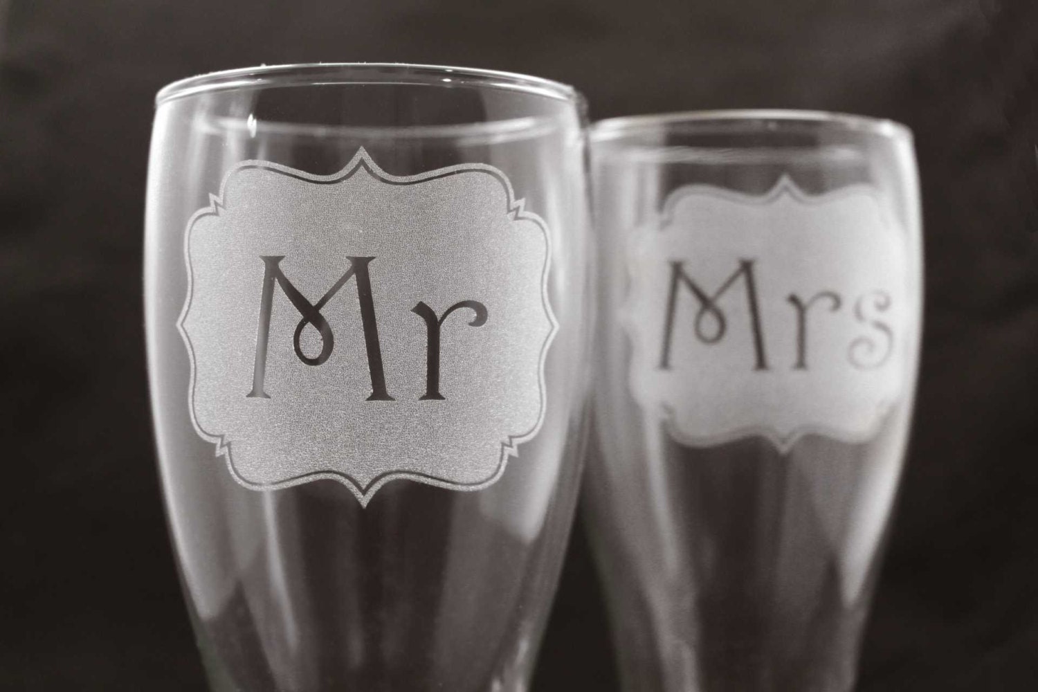 Decorative Etched Mr and Mrs Beer Pilsner Set of Two Ready | Etsy